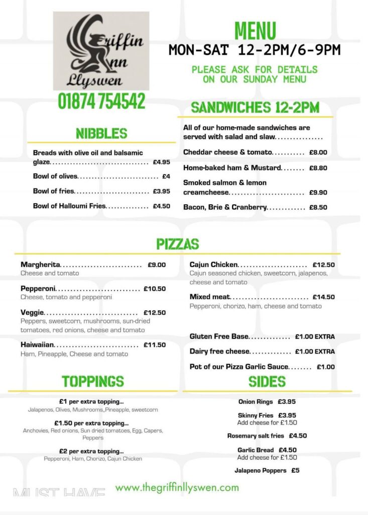 Eating With Us - The Griffin Inn, Llyswen